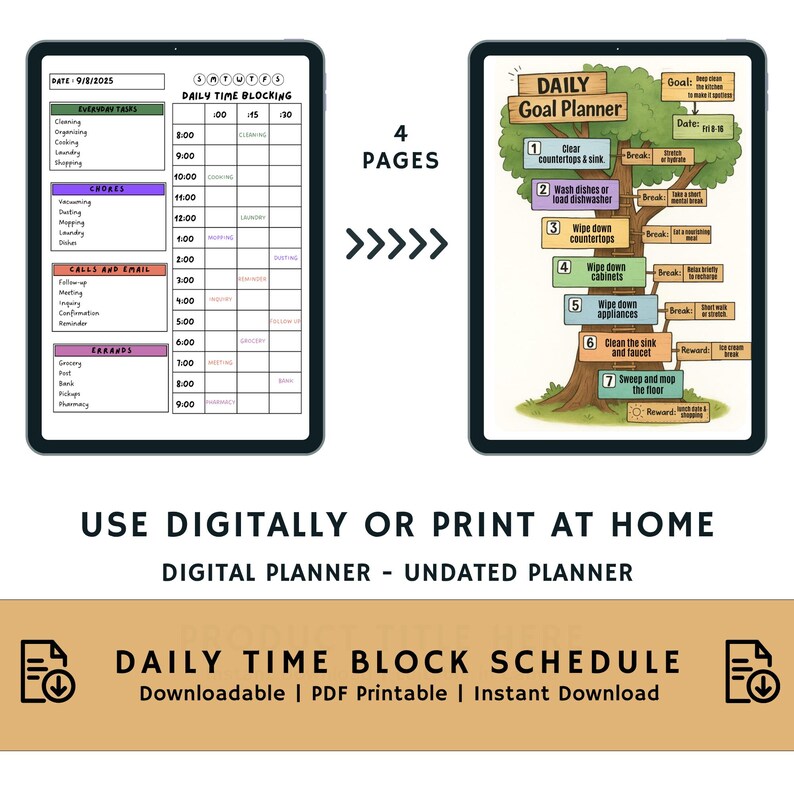 Time Block Planner Printable Daily Time Blocking Schedule Template ...