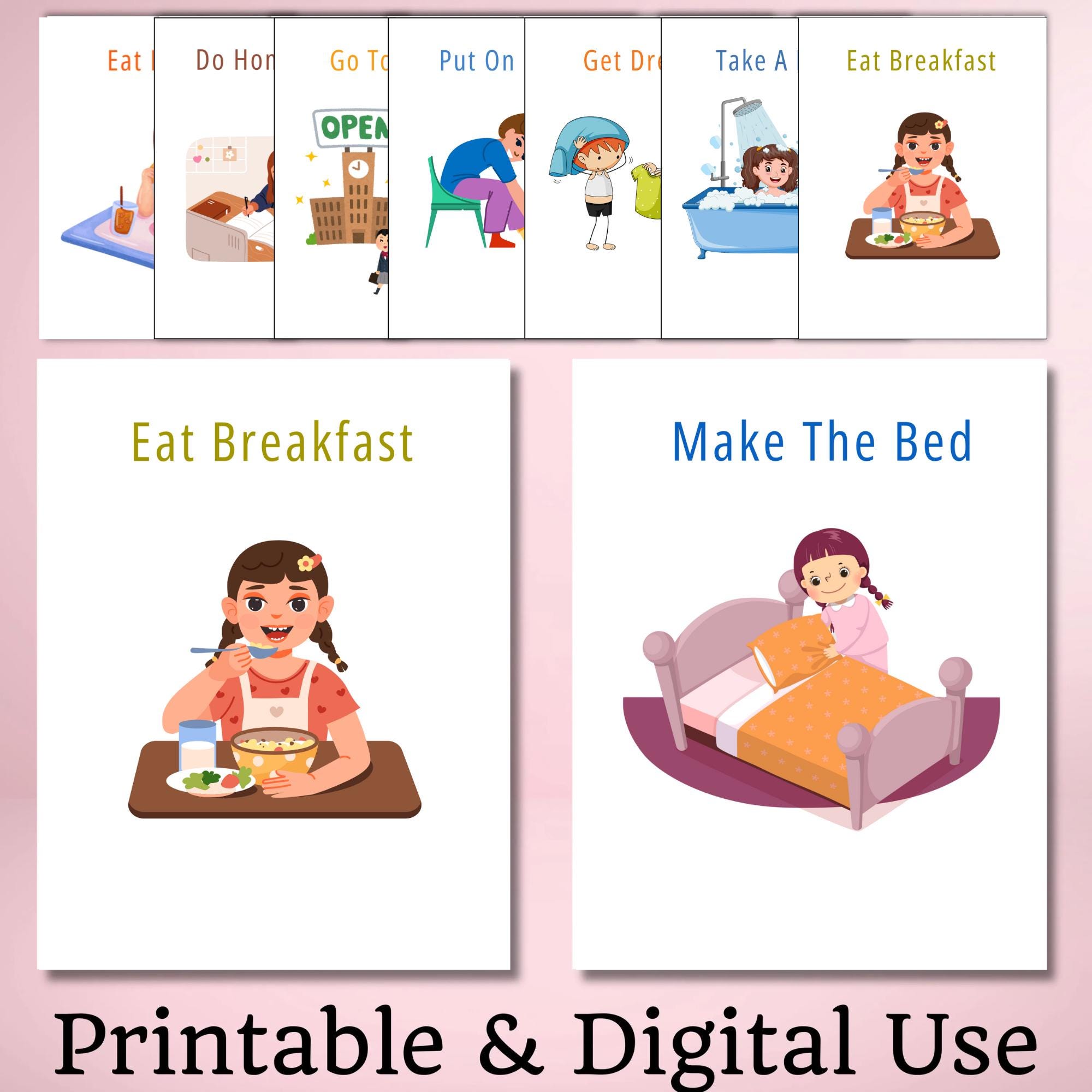 Kids Daily Routine Cards, Routine Chart for Kids, Morning Routine ...