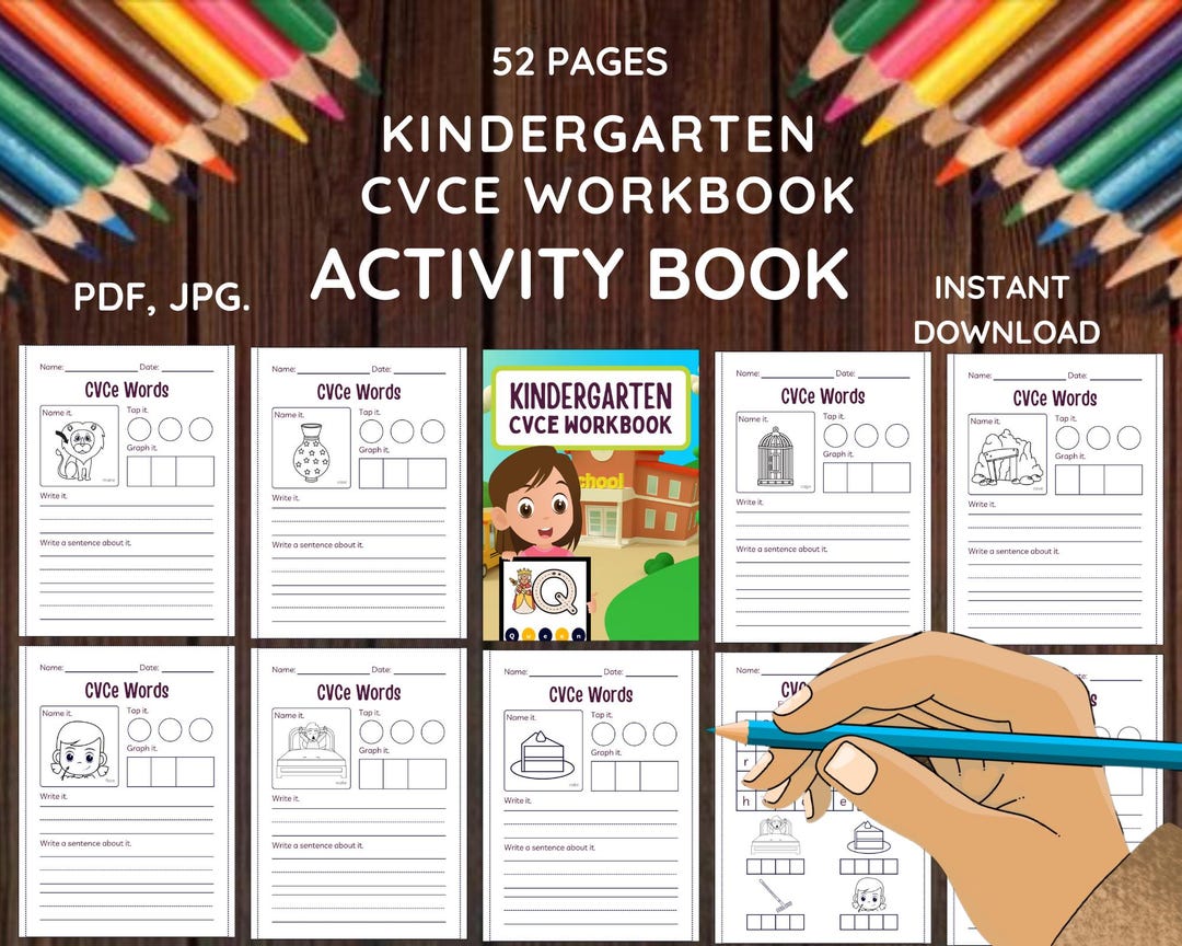 KINDERGARTEN Cvce WORKBOOK - Short Vowel Worksheets for Early Learners ...
