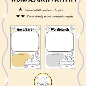Wordsearch Editable Template - Etsy