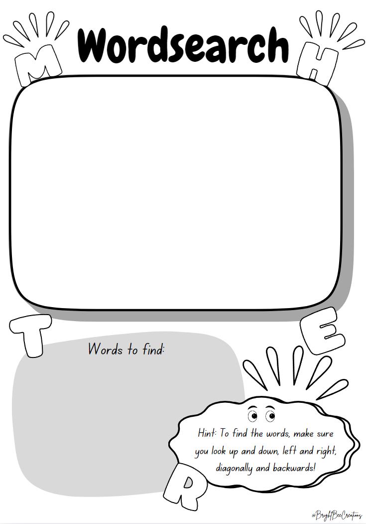 Wordsearch Editable Template - Etsy