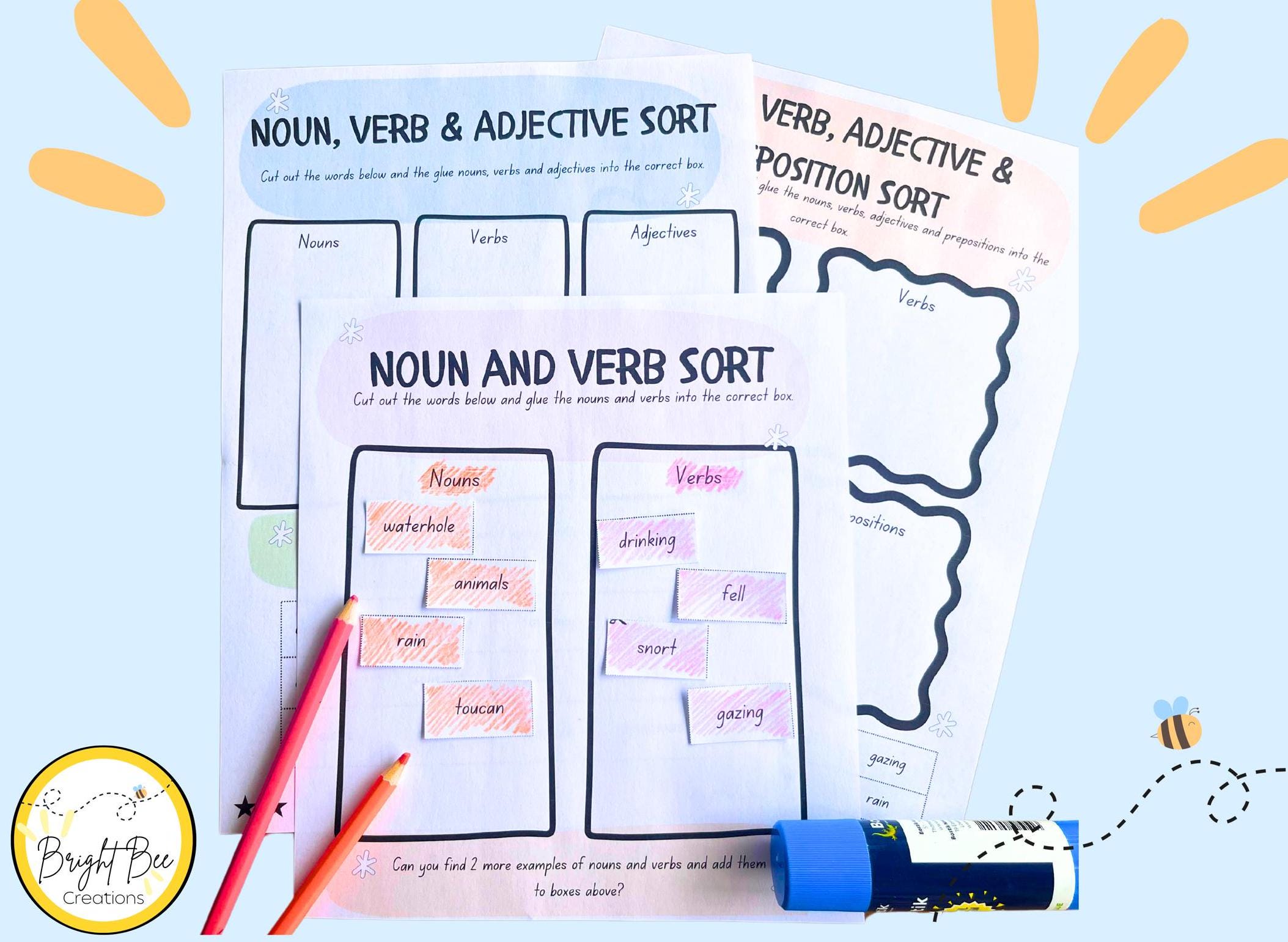 Parts of Speech Sort Activity and Editable Template - Etsy