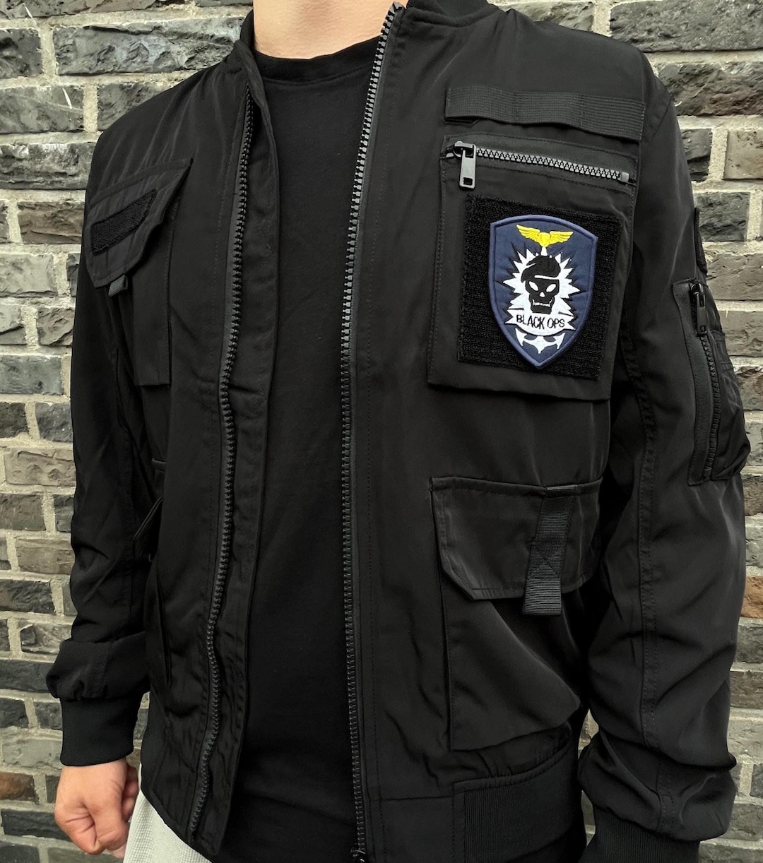 Black Ops Tactical Jacket – Black Urban Bomber Style With Utility ...