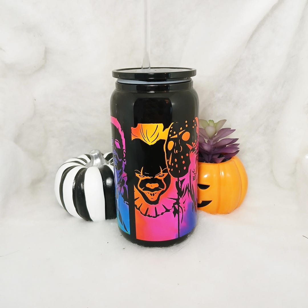 Horror Movie Slasher Glass Tumbler: 16oz Black Libby Coffee Cup - Etsy