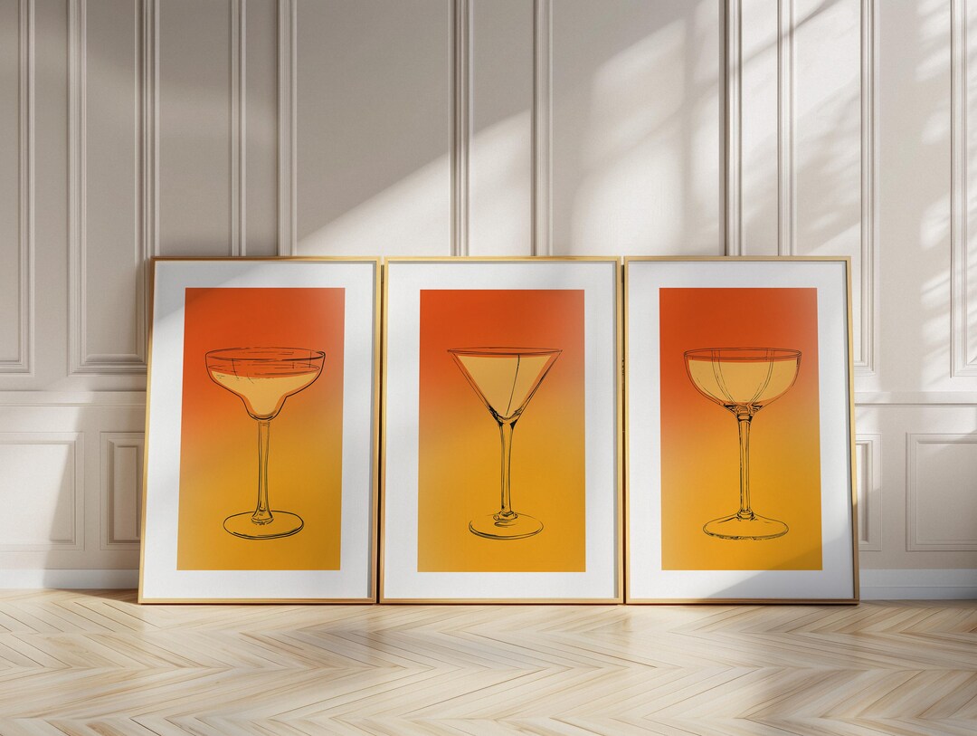 Set of 3 Bar Posters, Trendy Bar Cart Art, Bar Cart Decor, Minimalist ...