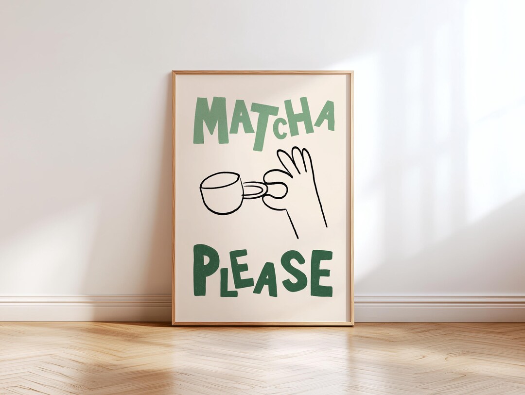 Matcha Poster, Trendy Print, Retro Coffee Poster, Vintage Food Poster ...
