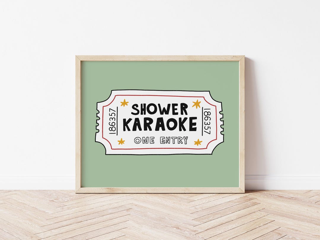 Shower Karaoke Print, Ticket Poster, Funny Bathroom Decor, Vintage ...