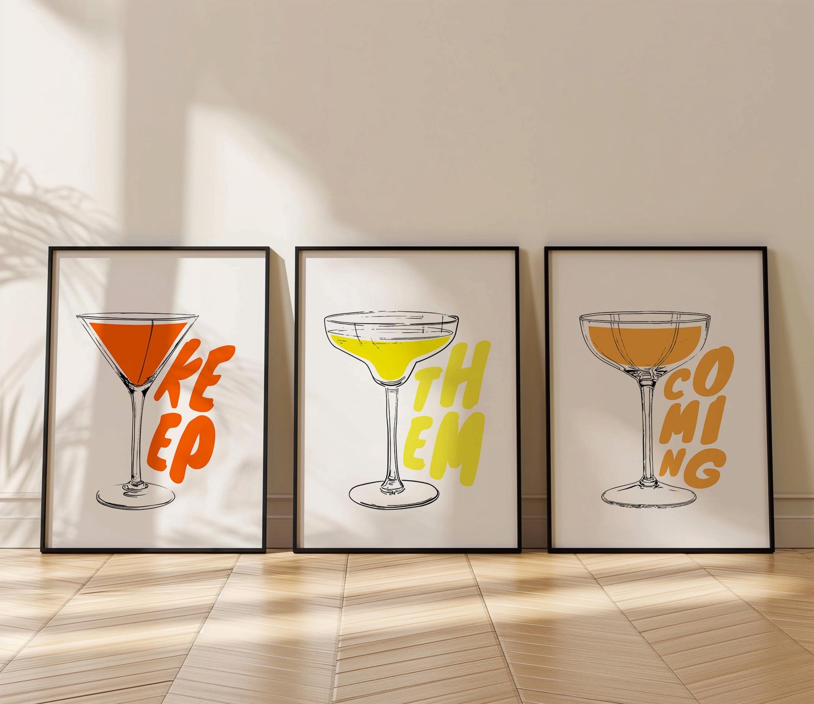Set of 3 Bar Posters, Trendy Bar Cart Art, Bar Cart Decor, Minimalist ...