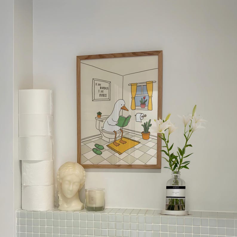 Funny Bathroom Print, Duck Bathroom Wall Art, I See London I See France ...