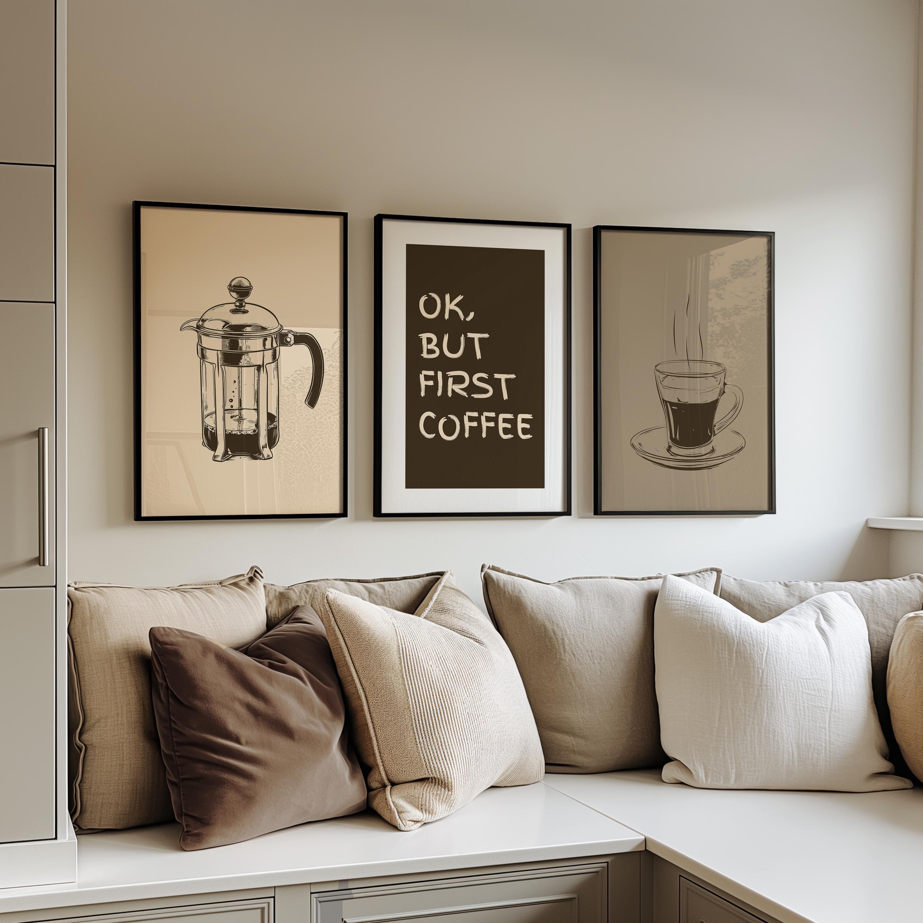 Set of 3 Coffee Print, Trendy Wall Art, Coffee Kitchen Cart Art Posters ...