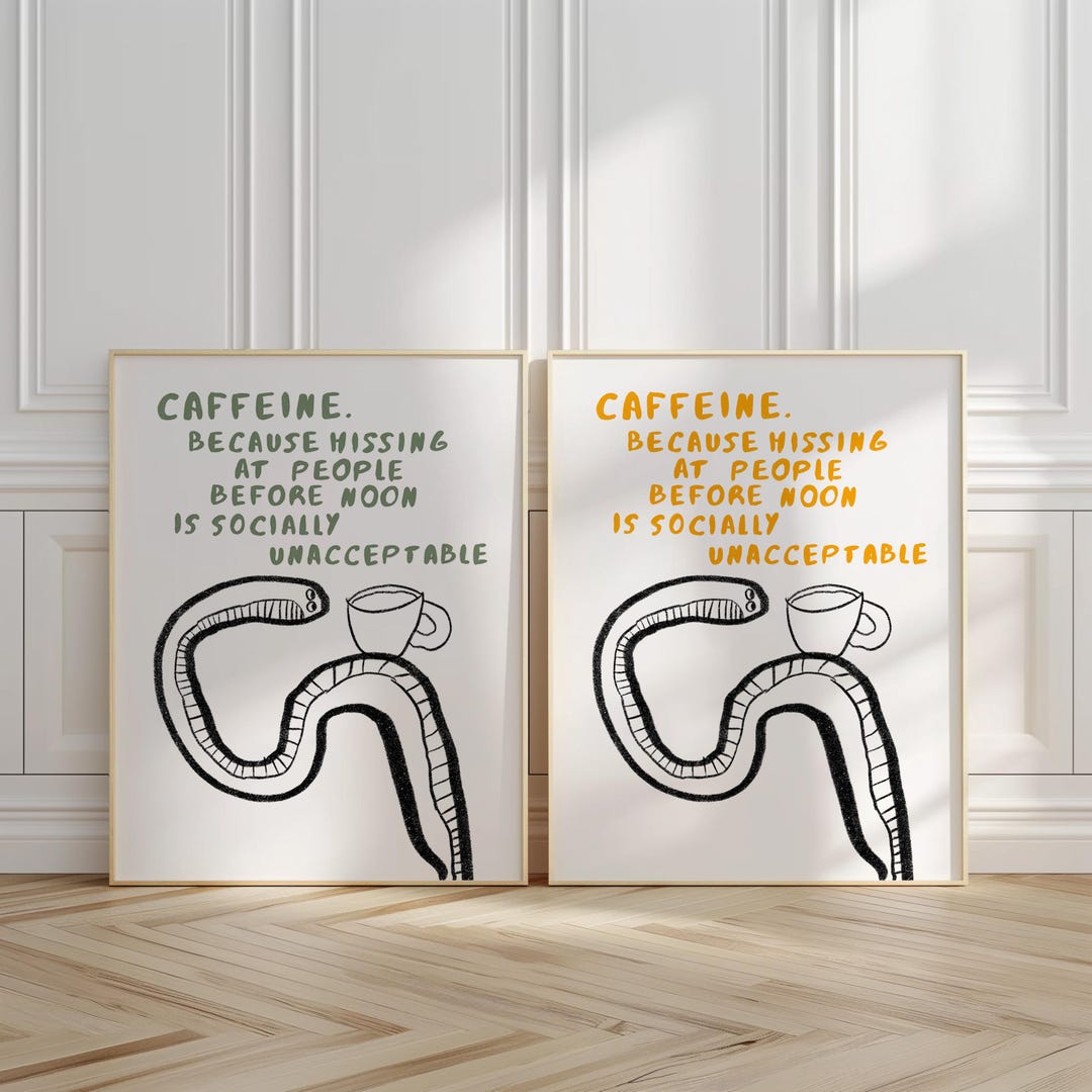 Caffeine Art Print, Trendy Wall Art, Digital Download Print, Coffee ...