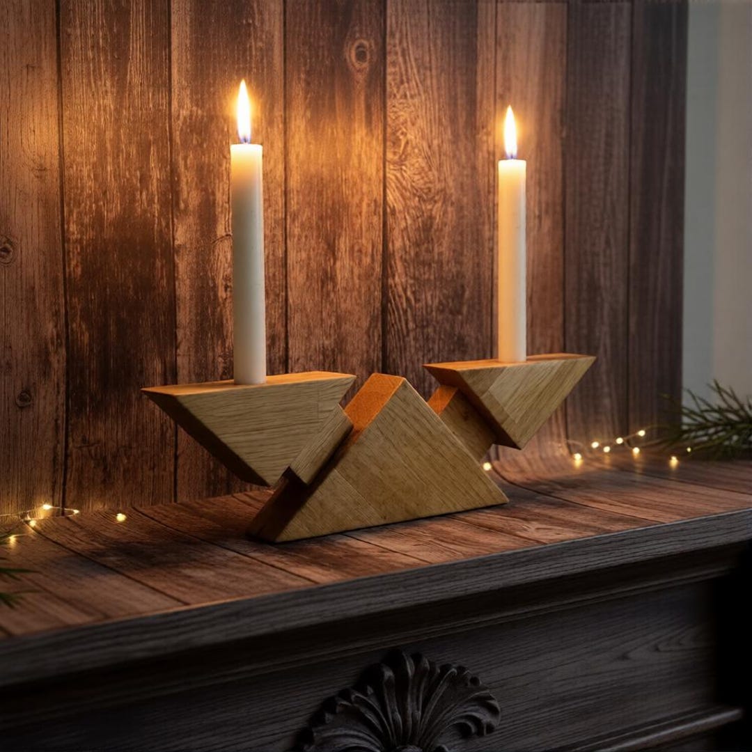 Small Candelabra, Two Candle, Triangle Construction. - Etsy