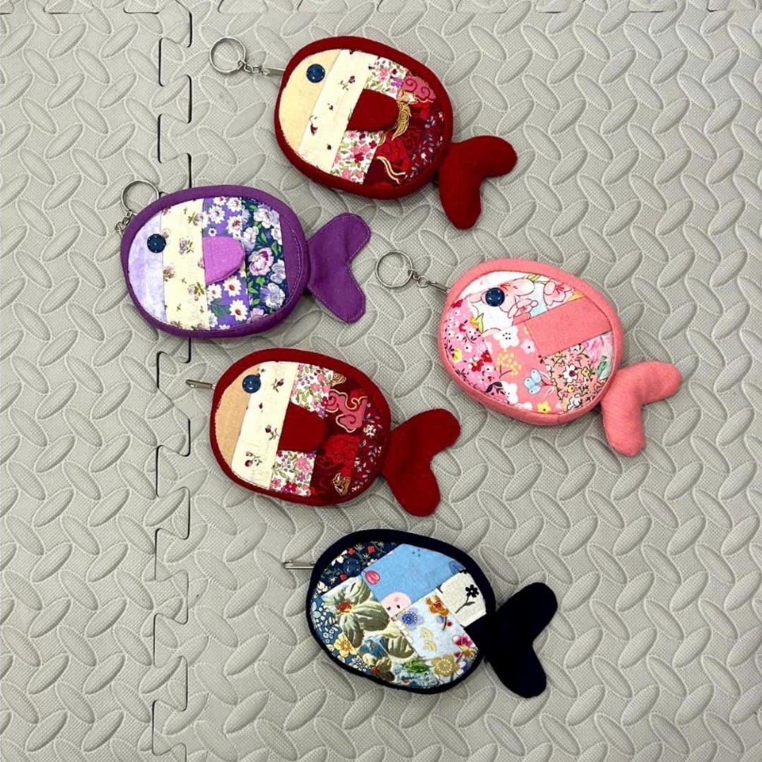 Mini Fish Purse Keychain, Quilted Coin Purse | 10 X 12cm - Etsy