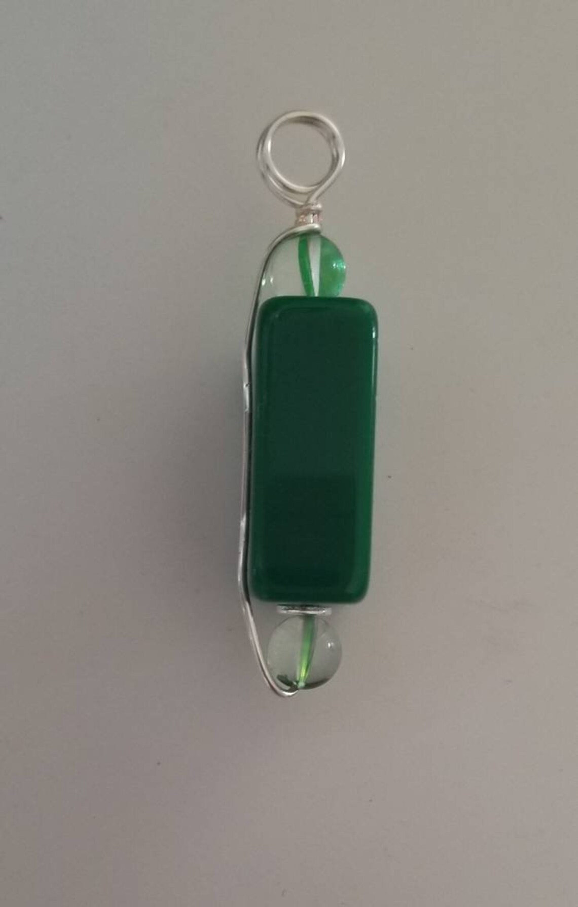 Colorful Bright Green 1 Crack Mahjong Tile Pendant With Mermaid Glass ...