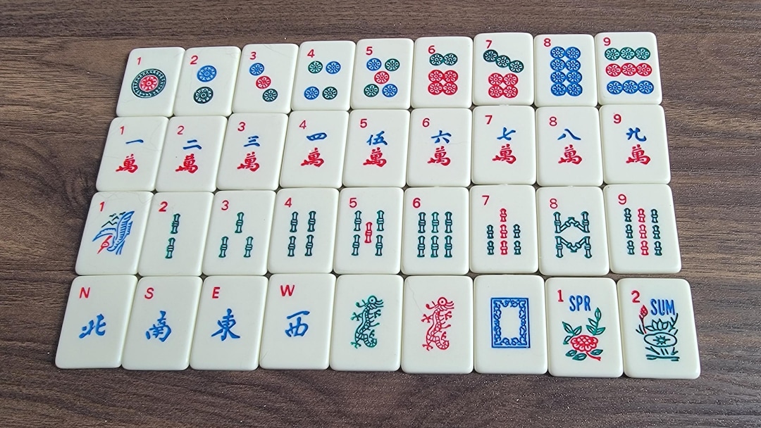 36 Thin Mahjong Tiles for Crafting Including Flowers, Dragons and Winds ...