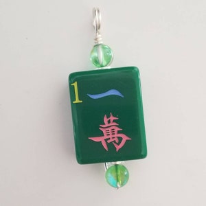 Colorful Bright Green 1 Crack Mahjong Tile Pendant With Mermaid Glass ...