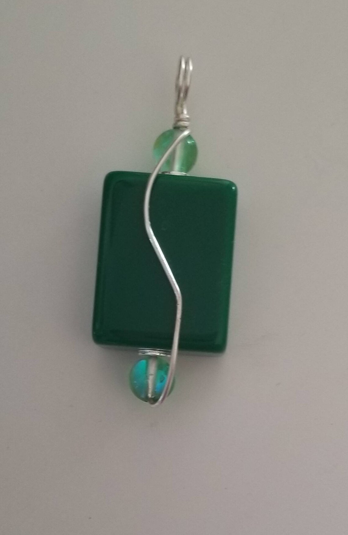 Colorful Bright Green 1 Crack Mahjong Tile Pendant With Mermaid Glass ...