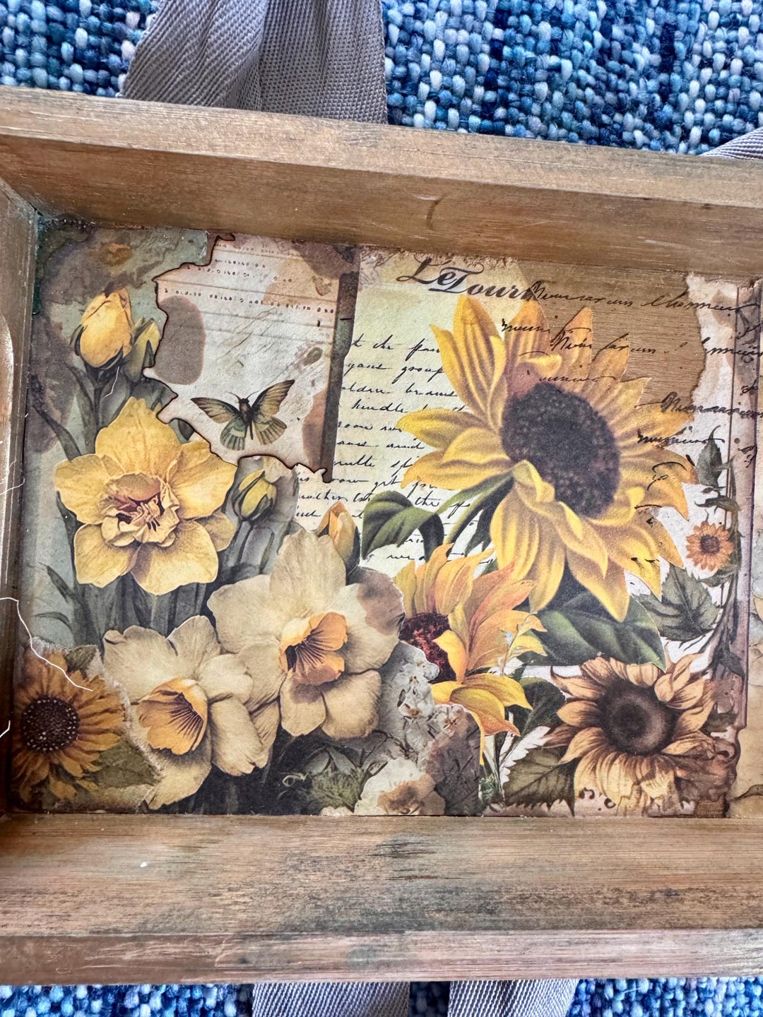 Decorative Bee Floral Wood Decoupage Tray - Etsy