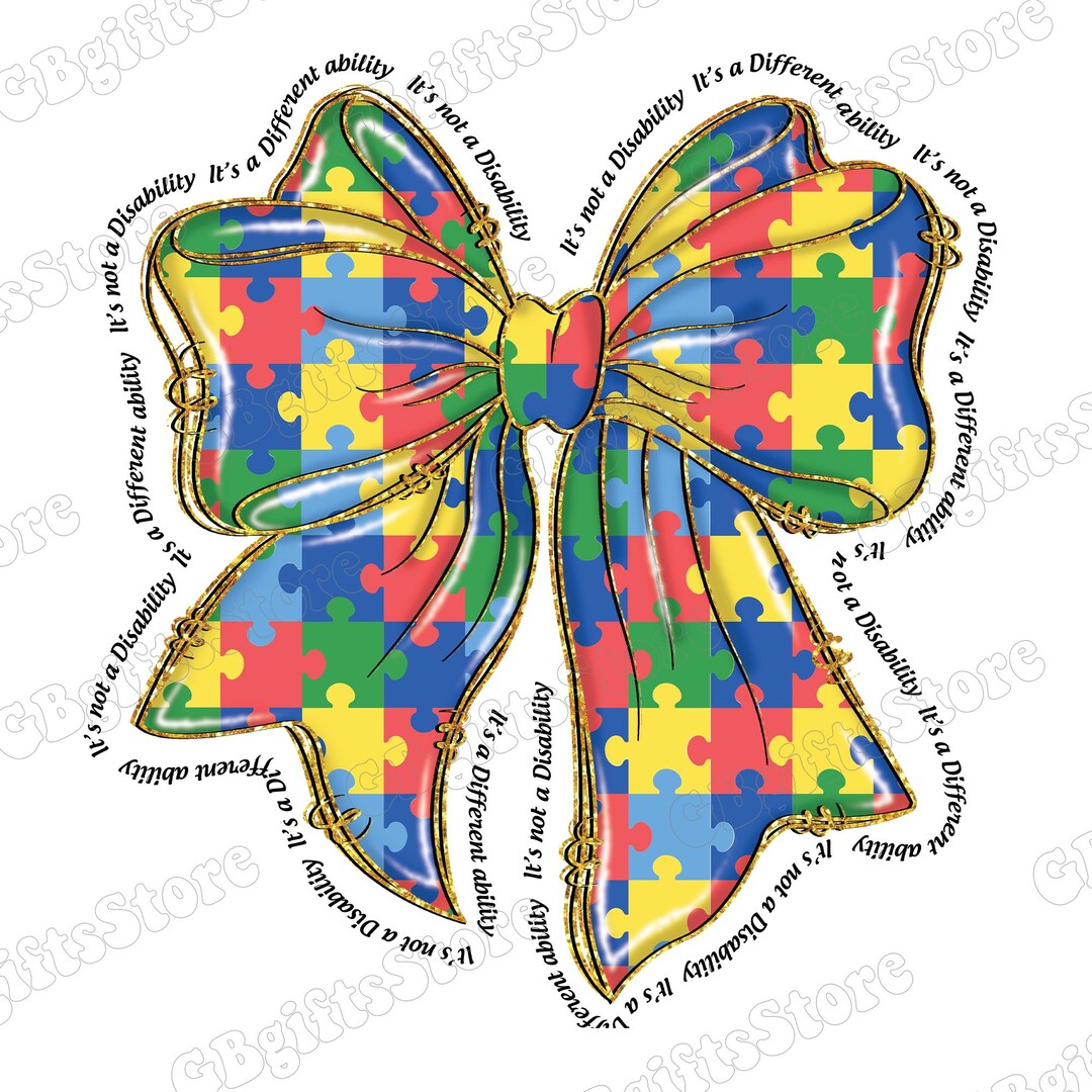 Autism Awareness Ribbon Png, Puzzle Piece Bow Design, Inspirational ...