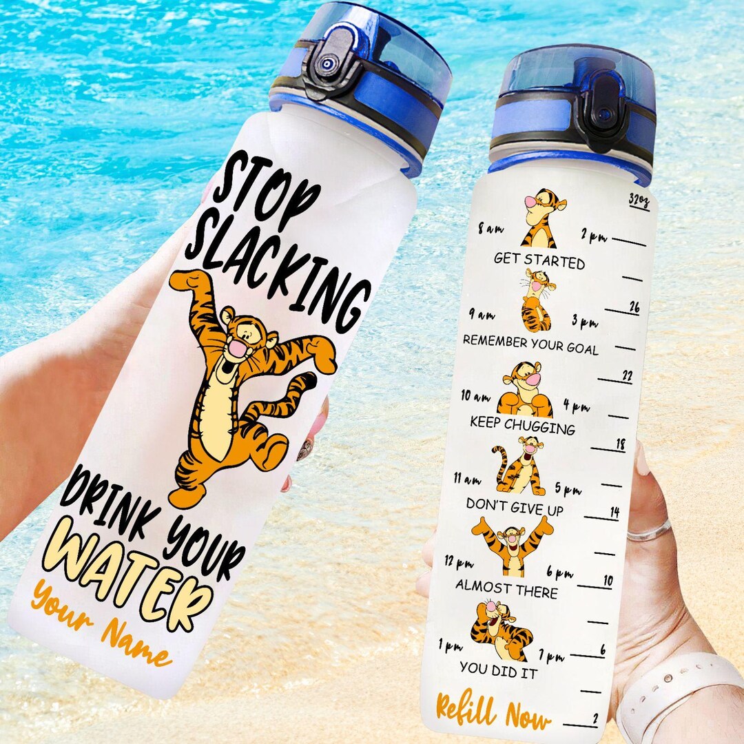 Custom Tigger Water Tracker Bottle, Cute Tigger Water Bottle, Winne the ...