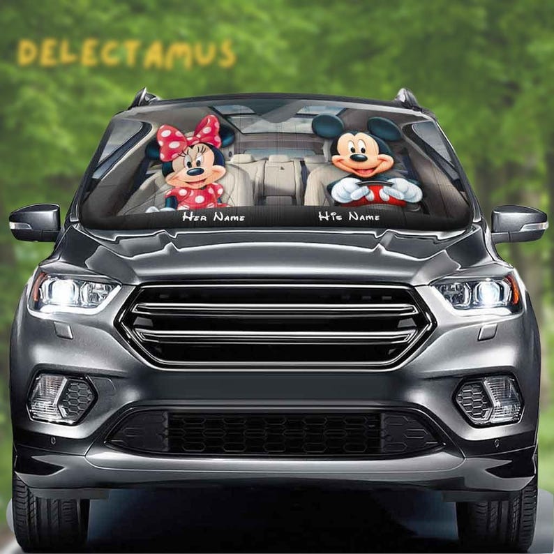 Mickey Mouse and Minnie Mouse Car Sun Shade, Mickey and Minnie Sunshade ...