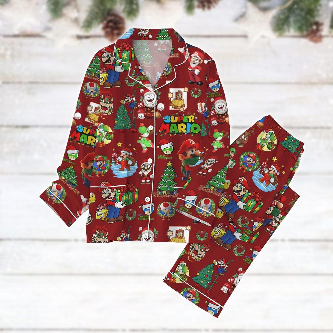 Mario Pajamas Set, Mario Gaming Thick Pajamas, Super Daddio Pajamas ...
