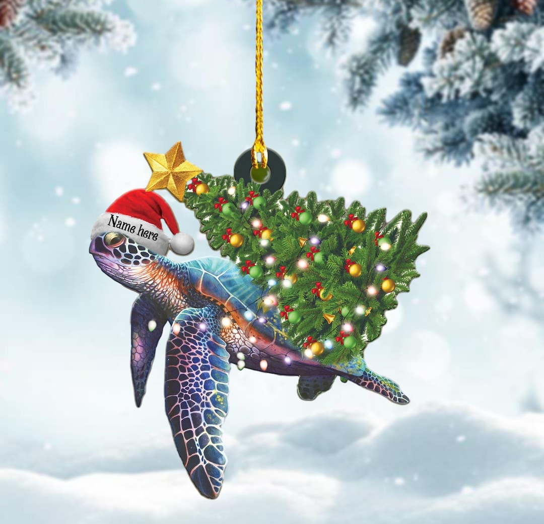 Personalized Turtle Christmas Tree Ornament, Turtle Christmas Ornament ...