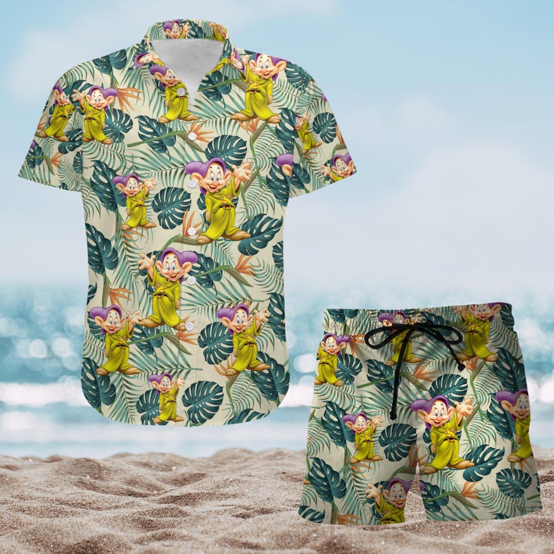 Dopey Dwarf Button Shirt and Shorts, Snow White and Seven Dwarfs Shirt ...