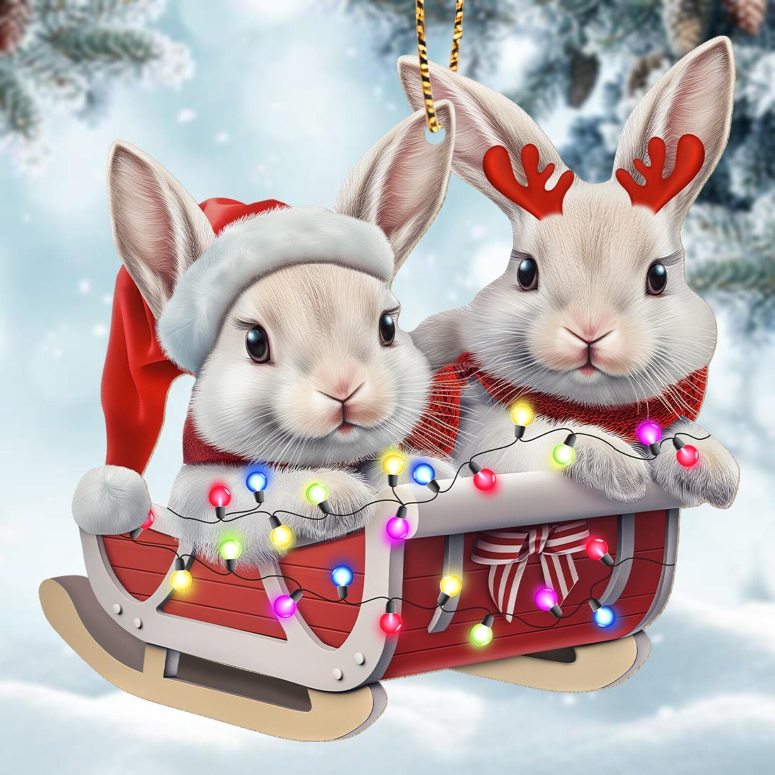 Bunny Ornament, Bunny Christmas Ornament, Christmas Rabbit Ornaments ...