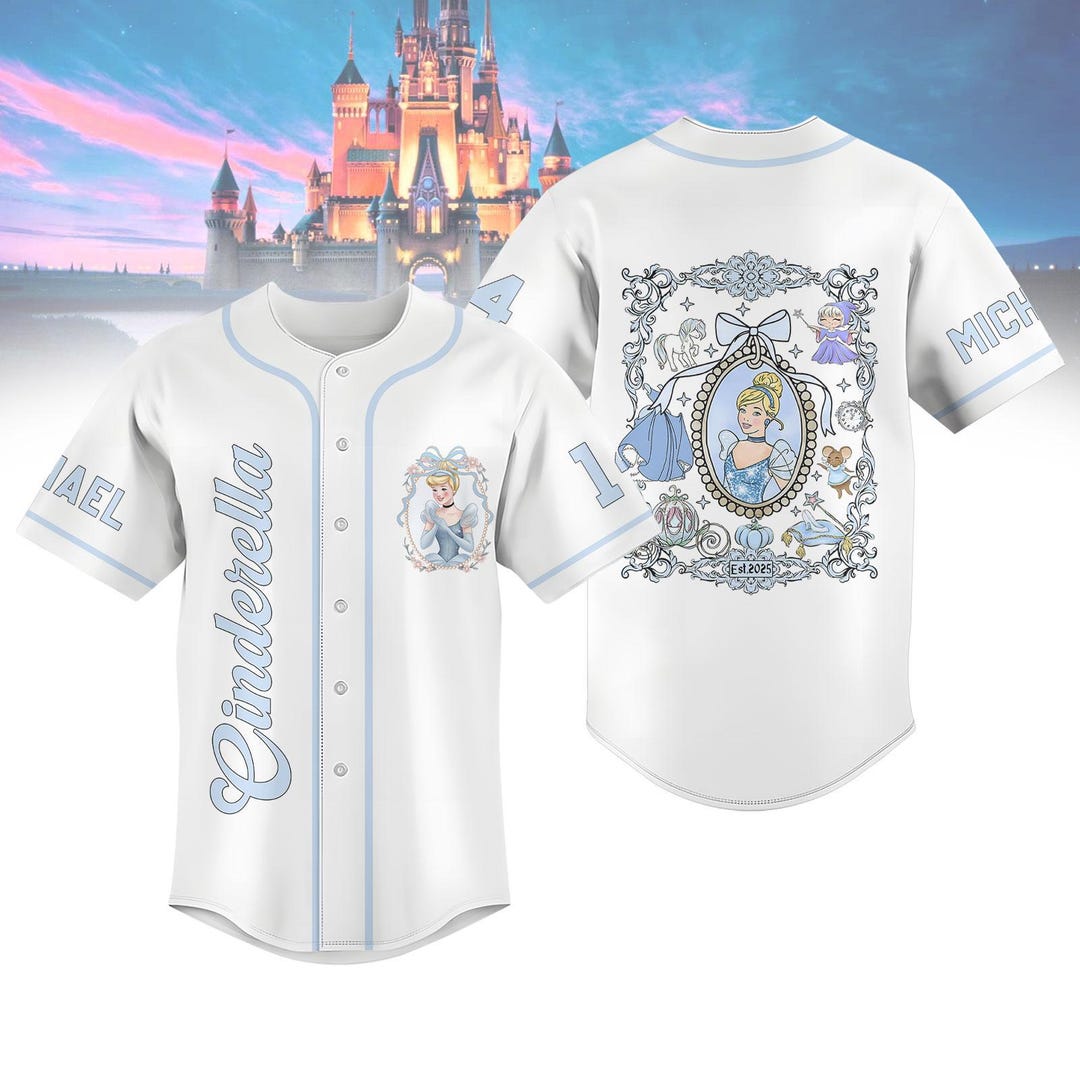Custom Cinderella Princess Baseball Jersey, Disney Princess Jersey ...