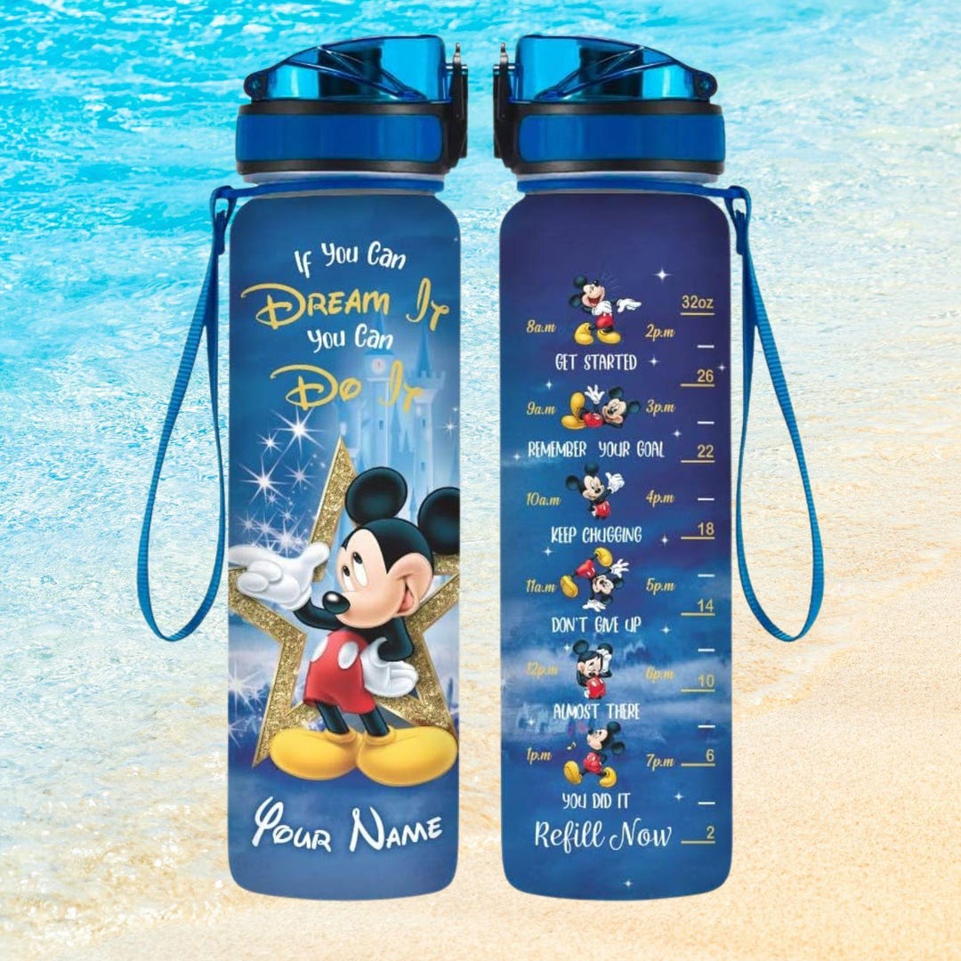 Custom Mickey Mouse Disney Water Bottle, Funny Mickey 32oz Water ...