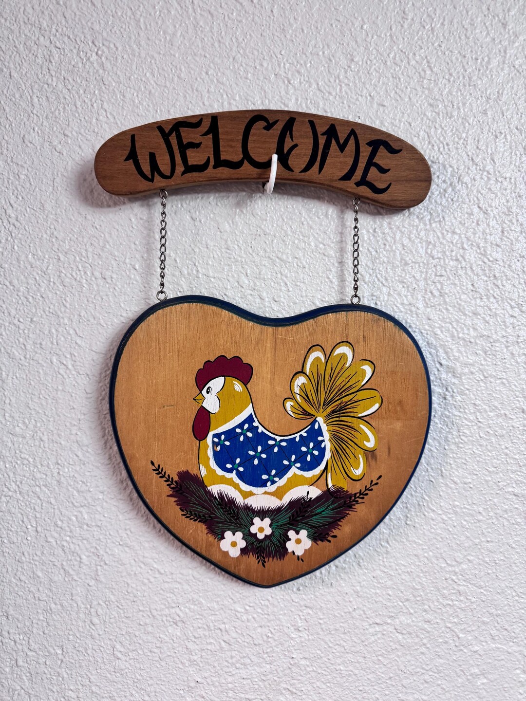 Vintage Wood Chicken Welcome Sign: Rustic Farmhouse Kitchen Decor - Etsy