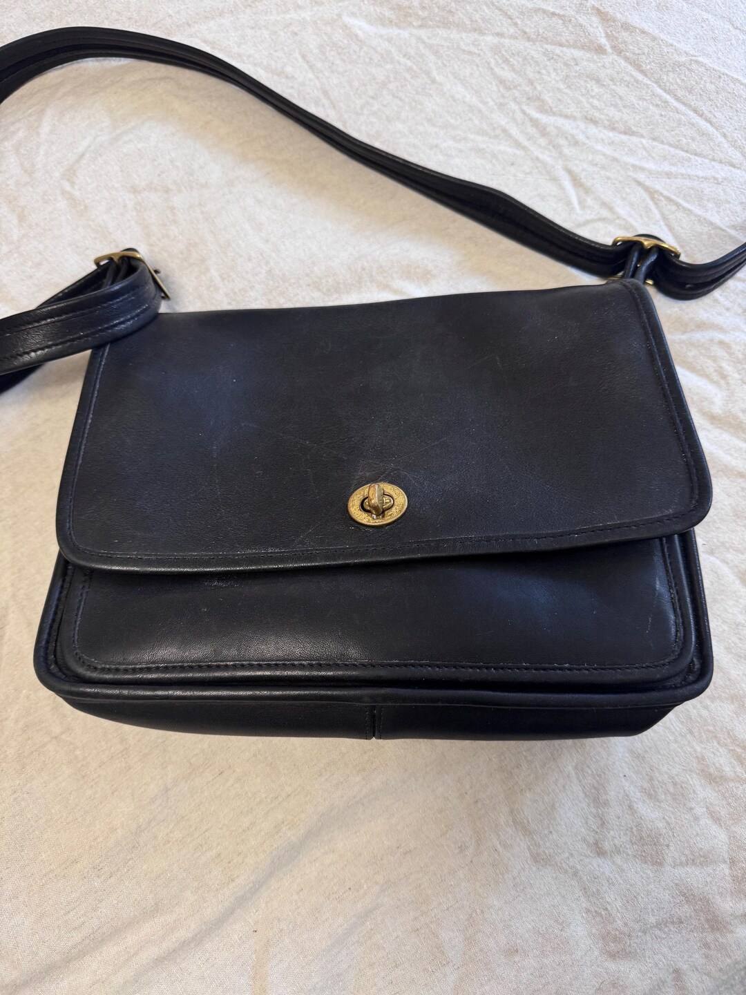 Vintage Coach Station Bag 9061 | Black Glove-tanned Leather | Iconic ...