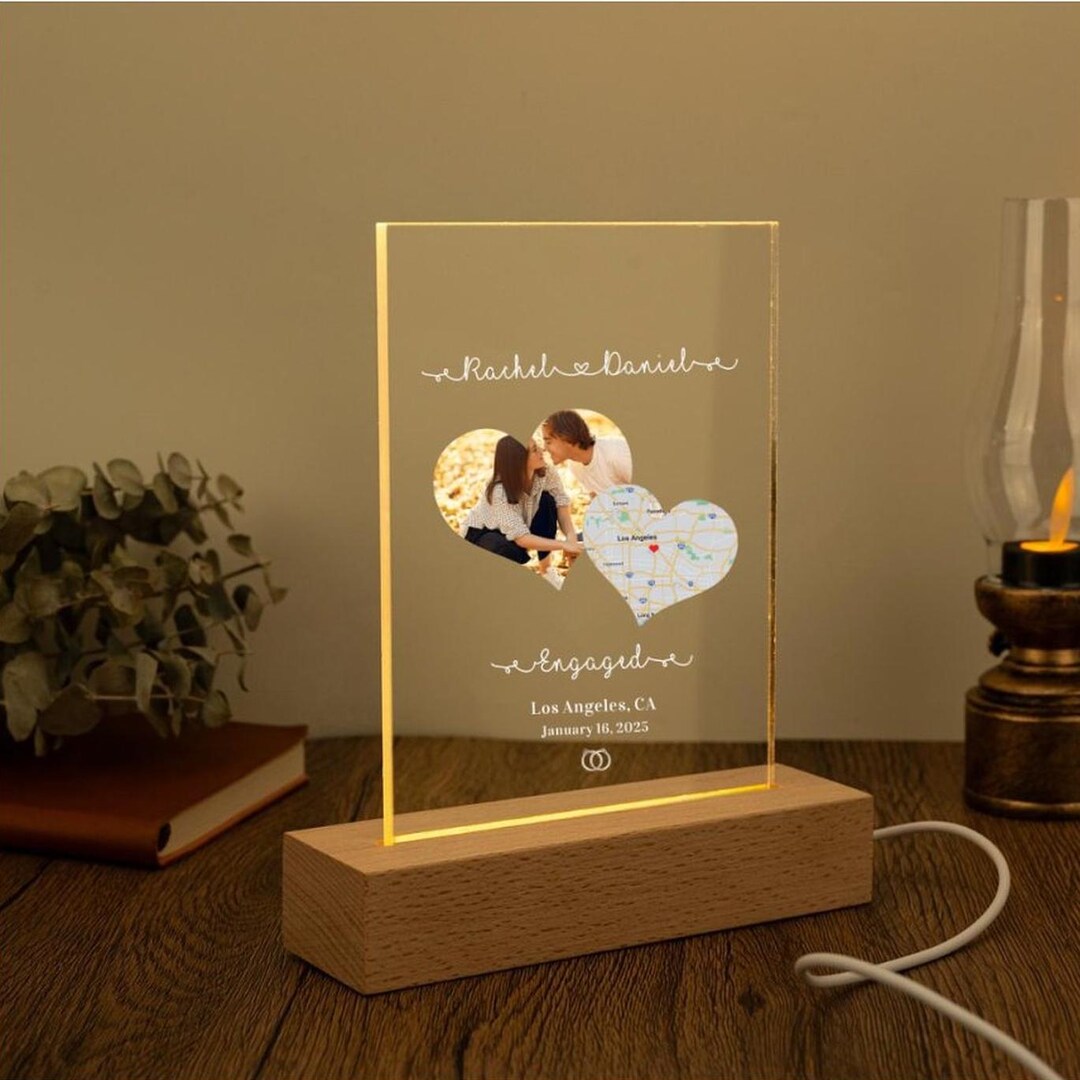Custom Photo Night Light,engaged Photo Night Light,custom Engaged ...