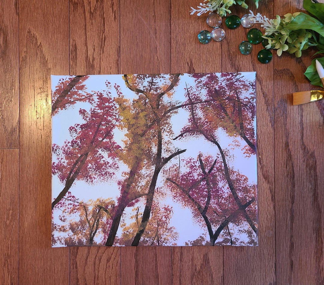 Fall Trees Acrylic Painting on Canvas, Landscape, Nature Decor, 10x12 ...