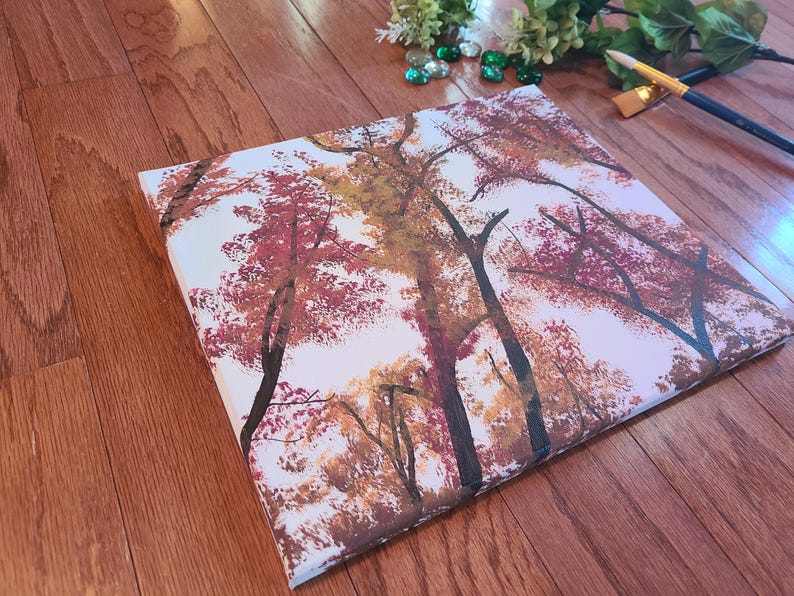 Fall Trees Acrylic Painting on Canvas, Landscape, Nature Decor, 10x12 ...