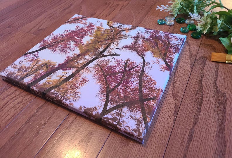 Fall Trees Acrylic Painting on Canvas, Landscape, Nature Decor, 10x12 ...