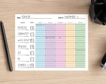 ADHD Primary Color Student Planner: Executive Functioning Weekly Class ...