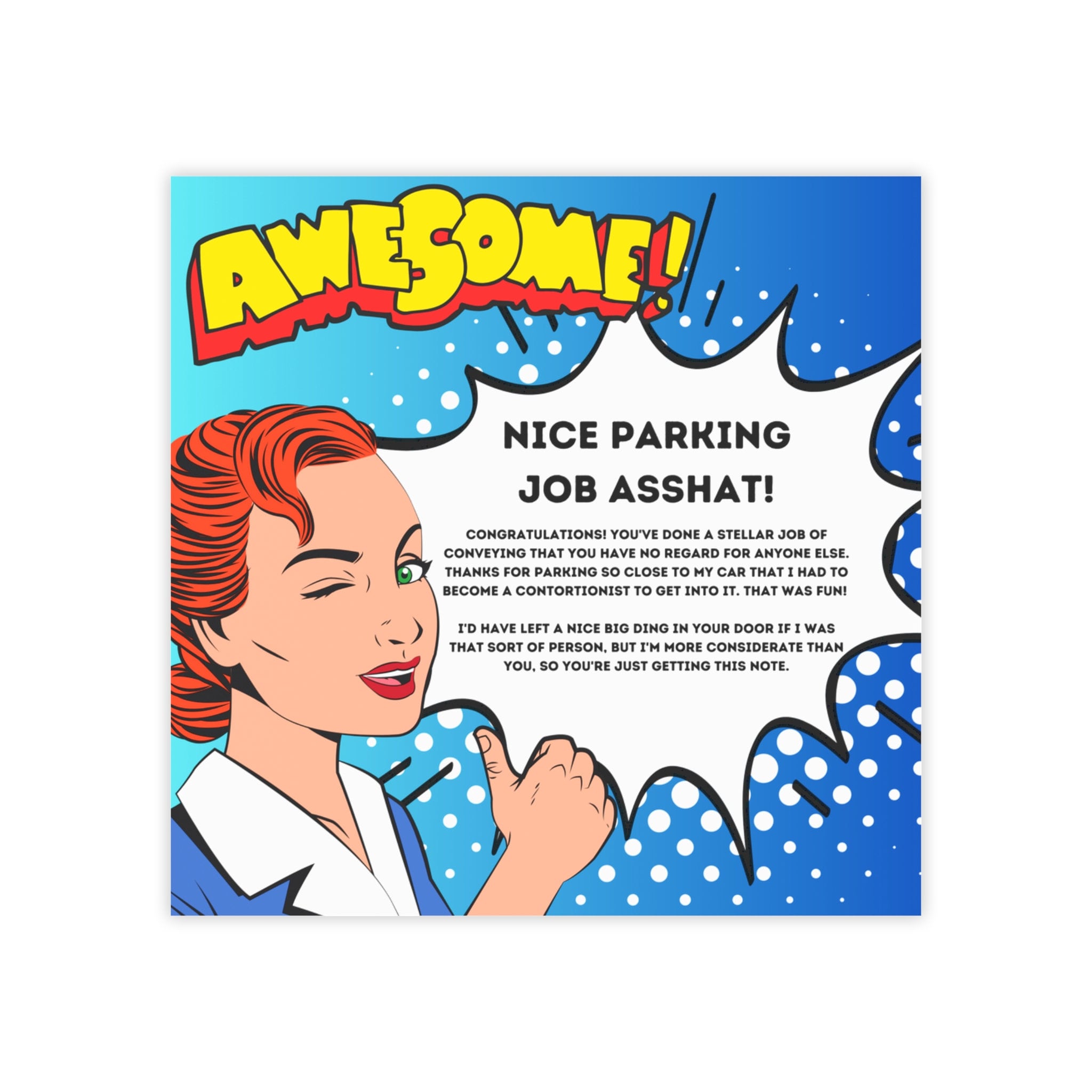 Funny Car Sticker Parking Note Pad - Fun and Loud Sticky Post-it for ...