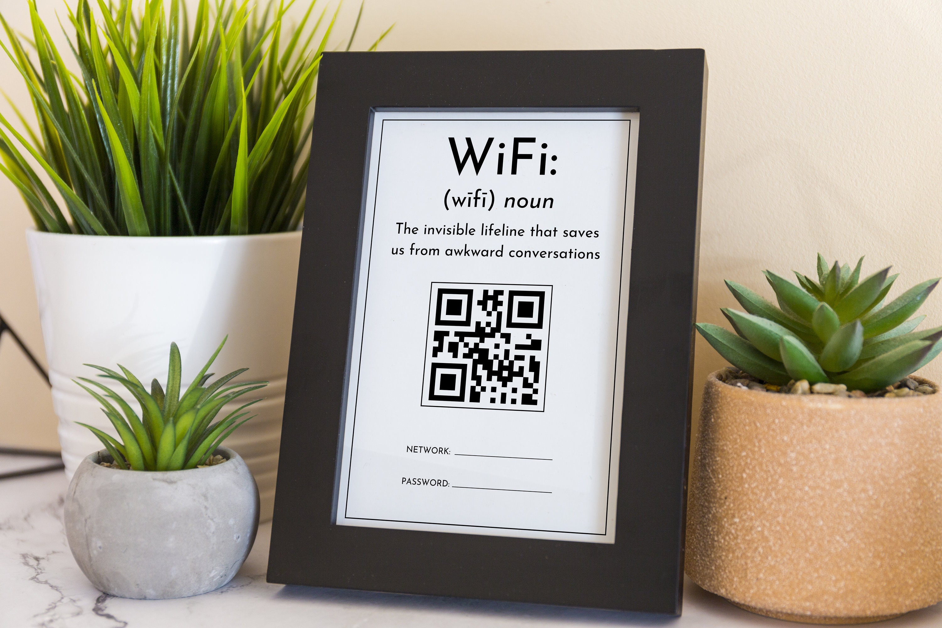 Customizable Wifi Sign With QR Code - Elegant Home, Store, or Business ...