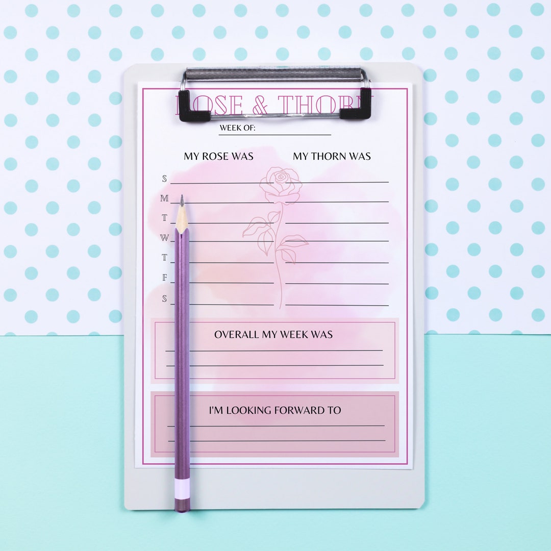 8.5x11 Rose and Thorn Weekly Journal - Digital PDF Printable for Home ...