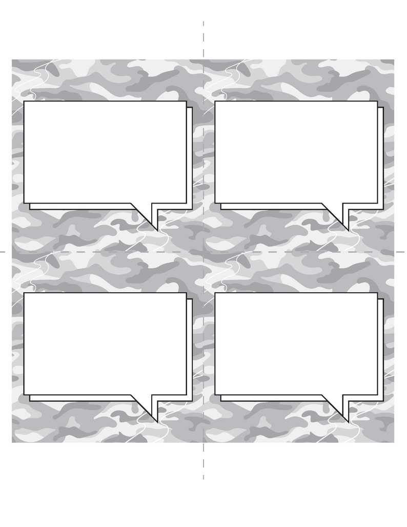 Camo Printable Post-it Notes - Grey, Black, and White - Set of 4 ...