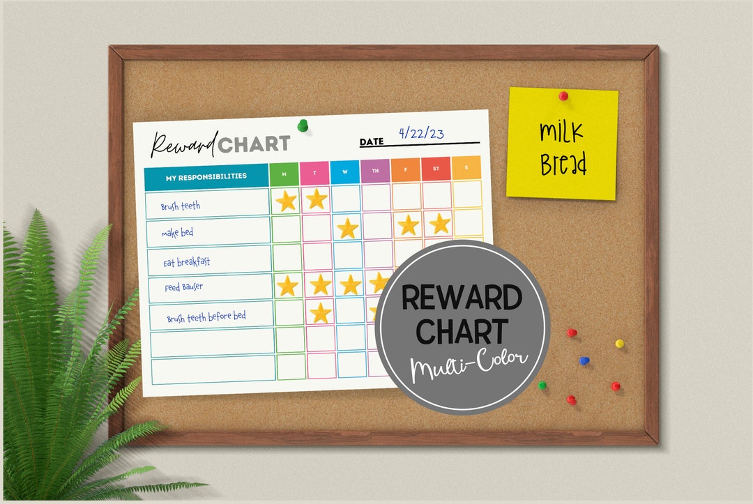 Bright Multi-colored Children's Weekly Reward Chart - Etsy