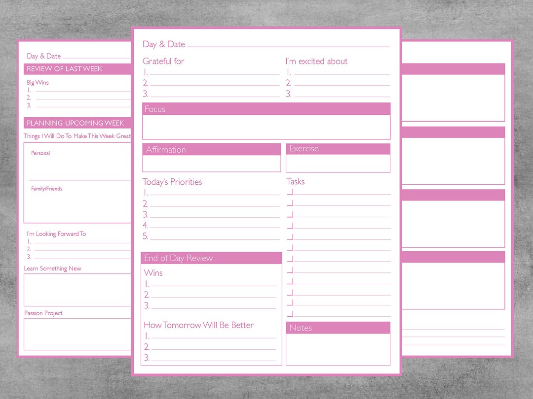 Modern Pink Productivity Planner for Print or Digital to Organize Your ...