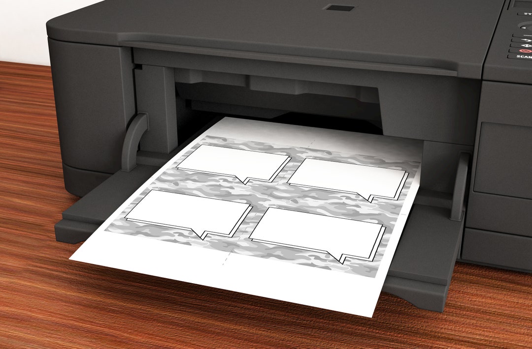 Camo Printable Post-it Notes - Grey, Black, and White - Set of 4 ...