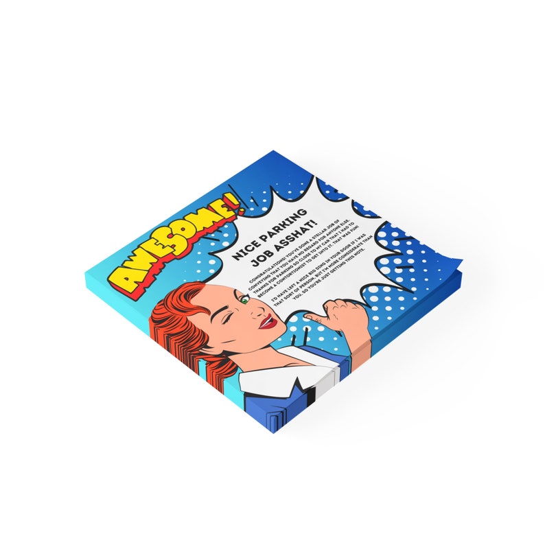 Funny Car Sticker Parking Note Pad - Fun and Loud Sticky Post-it for ...