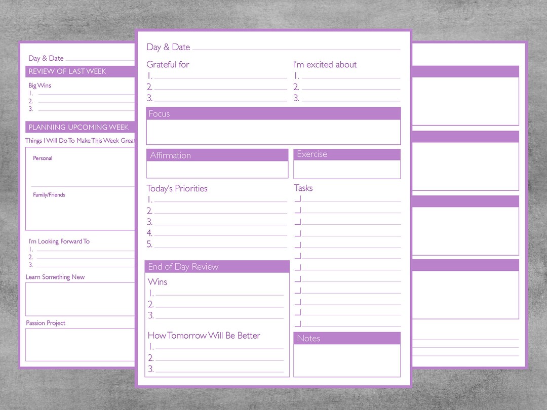 Modern Purple Productivity Planner for Print or Digital to Organize ...