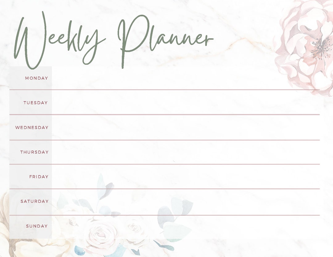 Reusable Weekly Printable Planner - Etsy