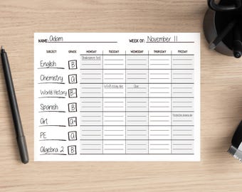 ADHD Pastel Student Planner: Executive Functioning Weekly Class ...