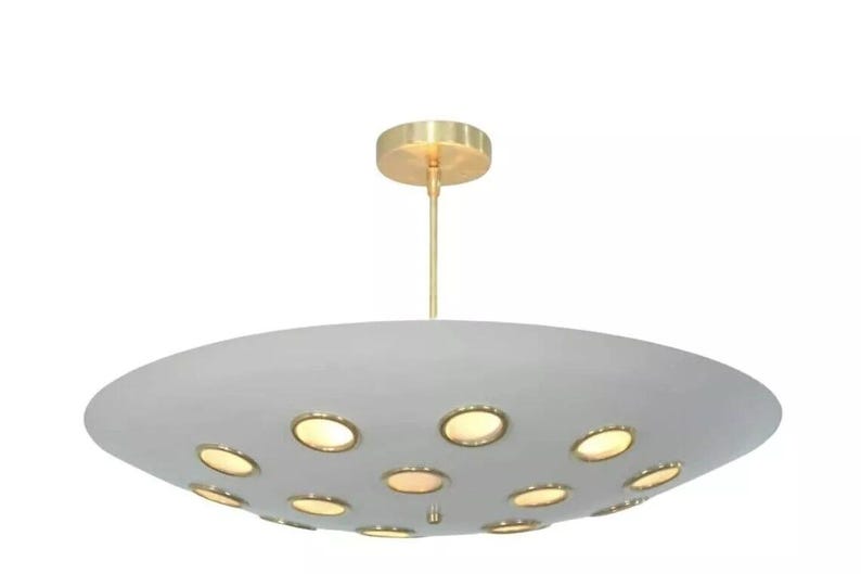 Mid Century Light Perforated Disk Ceiling Light Sputnik Handmade Brass ...
